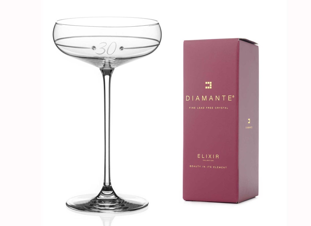 DIAMANTE Swarovski 30th Birthday Ring Champagne Saucer – Single Crystal ...