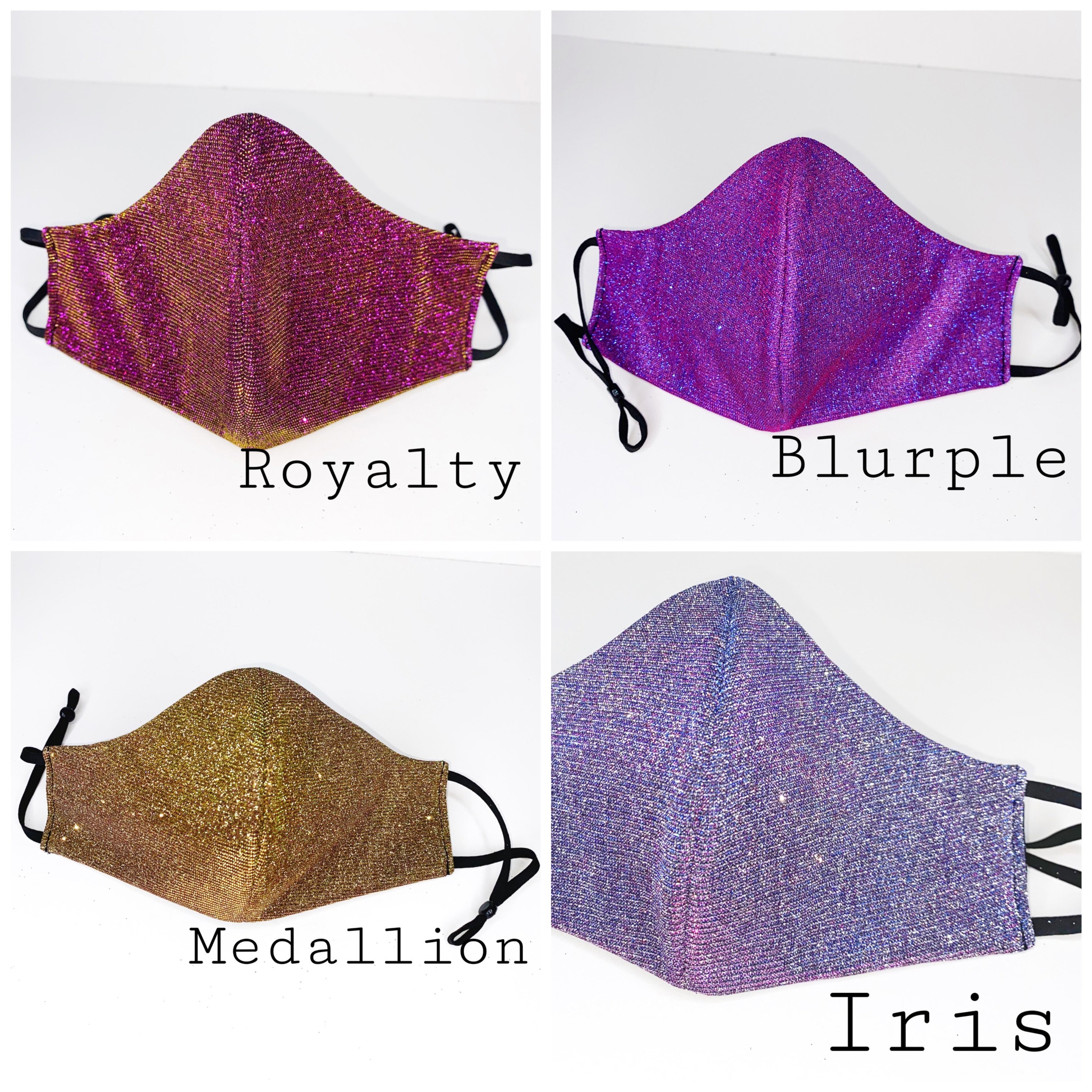 Glitter Face Mask 2 Pack Sparkle Glimmer Iridescent Mask New Colors - Etsy