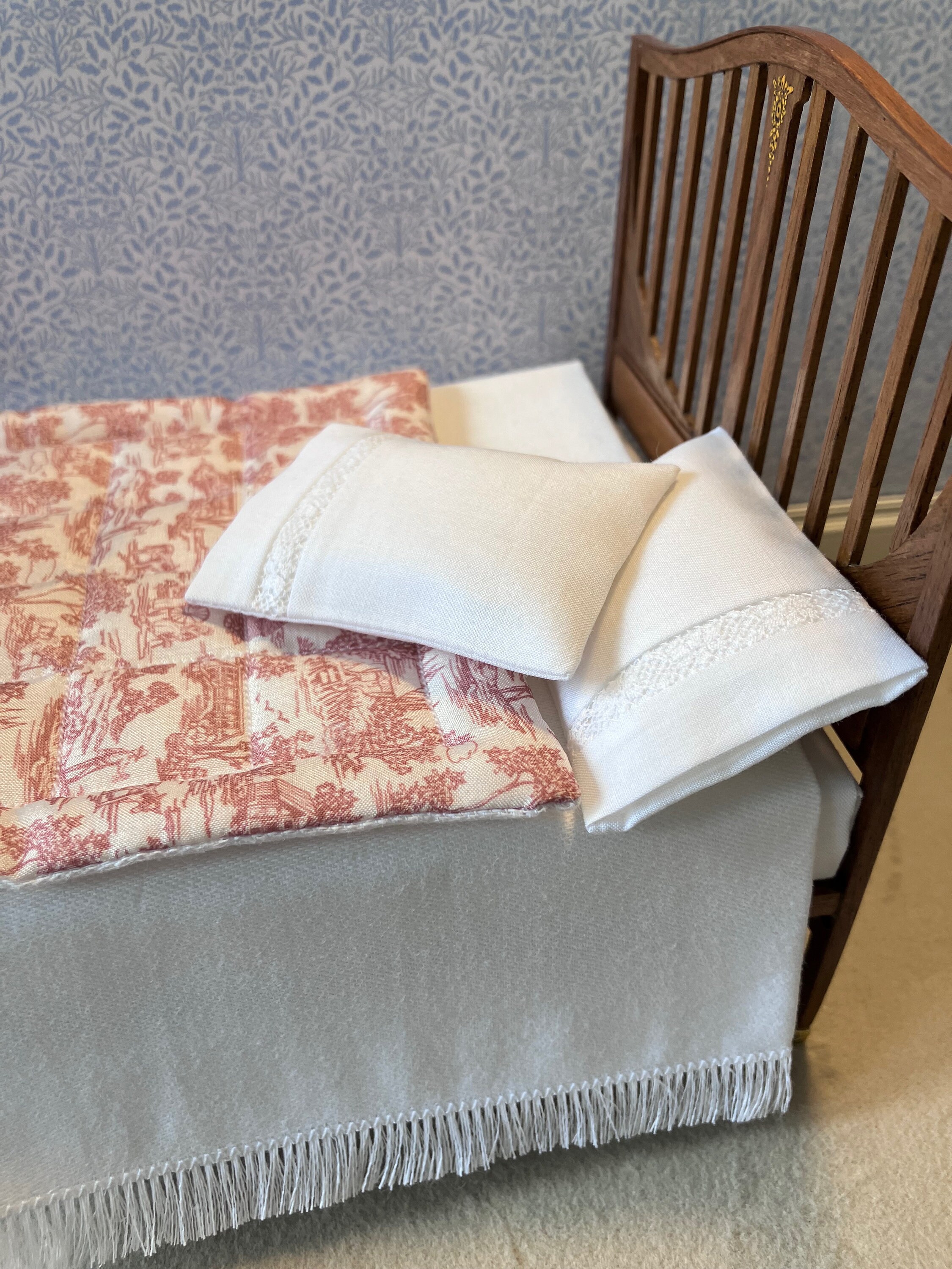 Miniature Red Toile De Jouy Double Silk Eiderdown Bedspread - Etsy