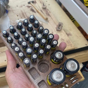Wooden Battery Organizer, Battery Dispenser, Battery Box, Battery Block ...