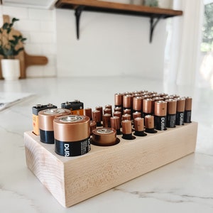 Wooden Battery Organizer | Battery Dispenser | Battery Storage ...