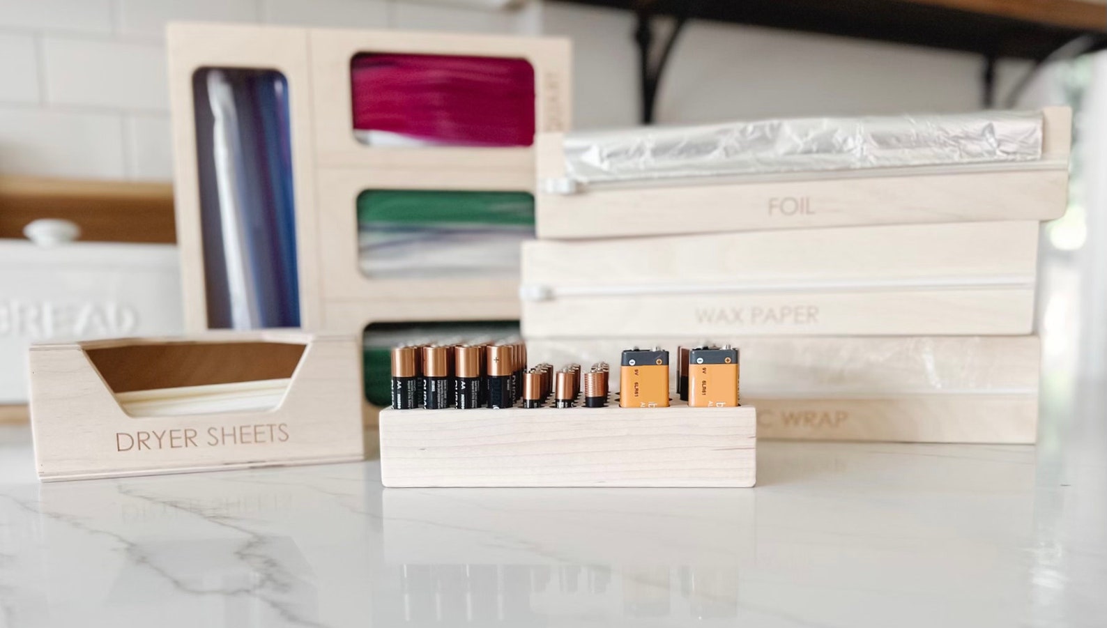 Wooden Battery Organizer | Battery Dispenser | Battery Storage ...