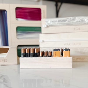 Wooden Battery Organizer | Battery Dispenser | Battery Storage ...