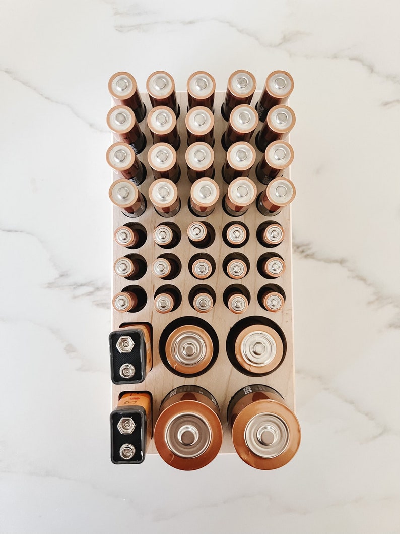 Wooden Battery Organizer | Battery Dispenser | Battery Storage ...