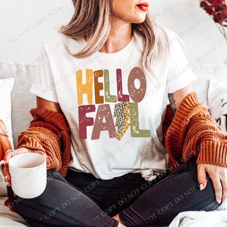 Hello Fall Colorful Distressed Leopard Lightning Bolt Digital - Etsy