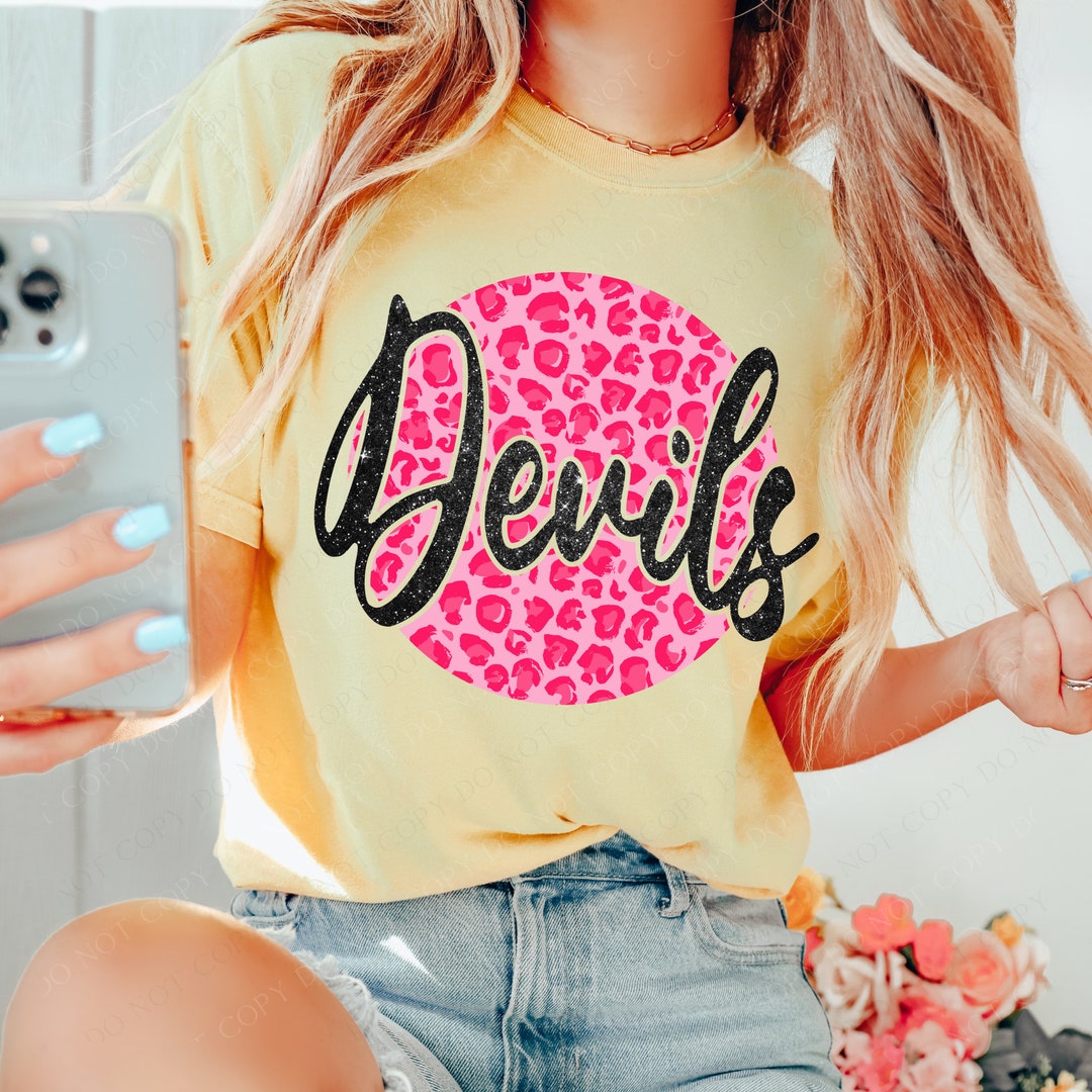 Devils Pink Leopard Glitter Circle Cutout Digital Design PNG - Etsy