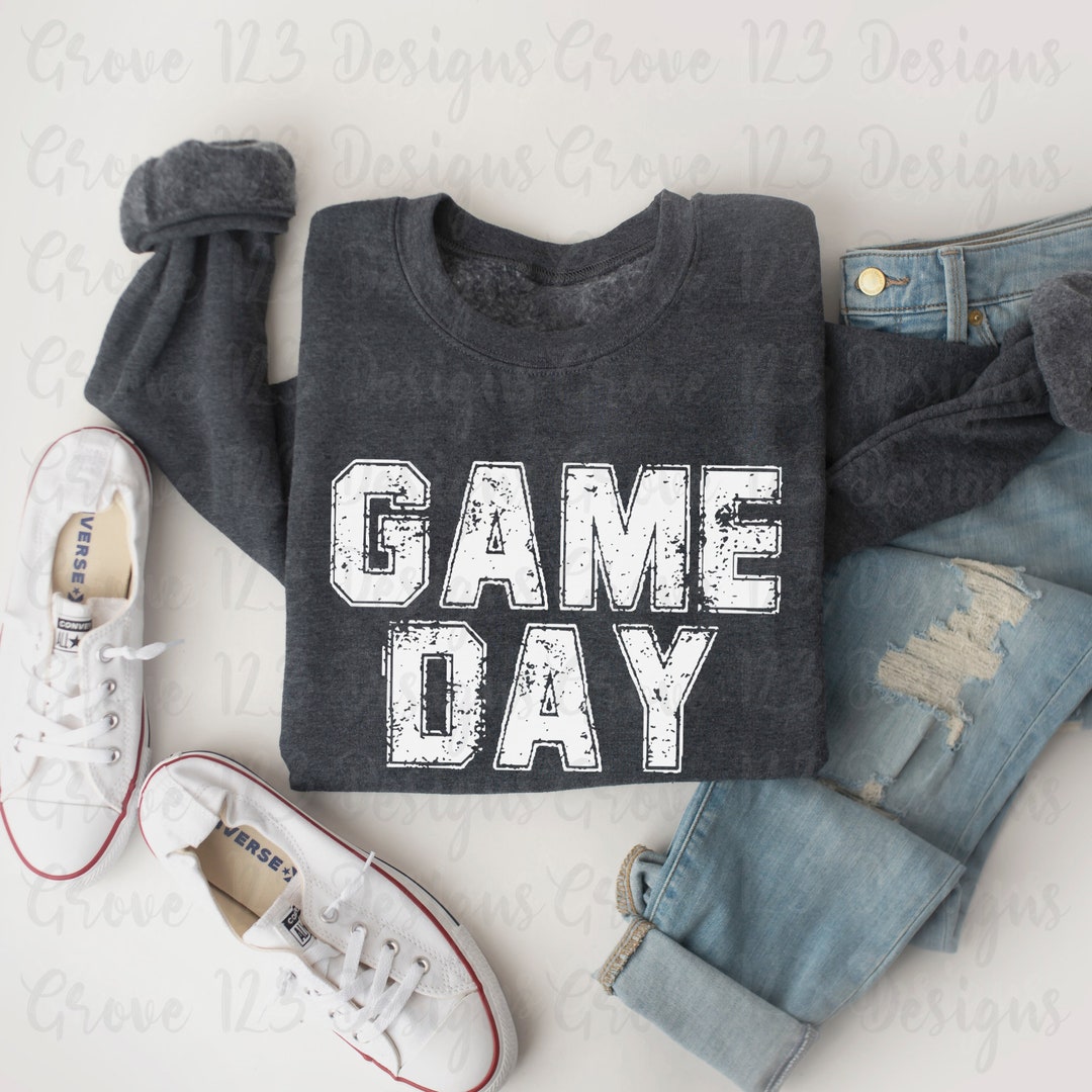 Game Day White Distressed Design PNG and SVG, Digital Design Download ...
