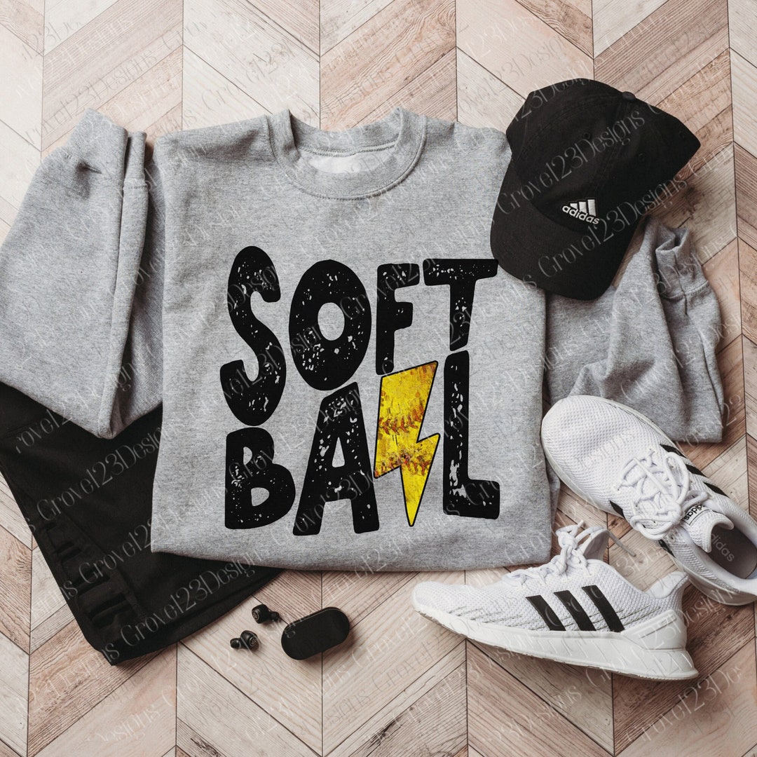 Softball With Distressed Softball Lightning Bolt Design PNG - Etsy
