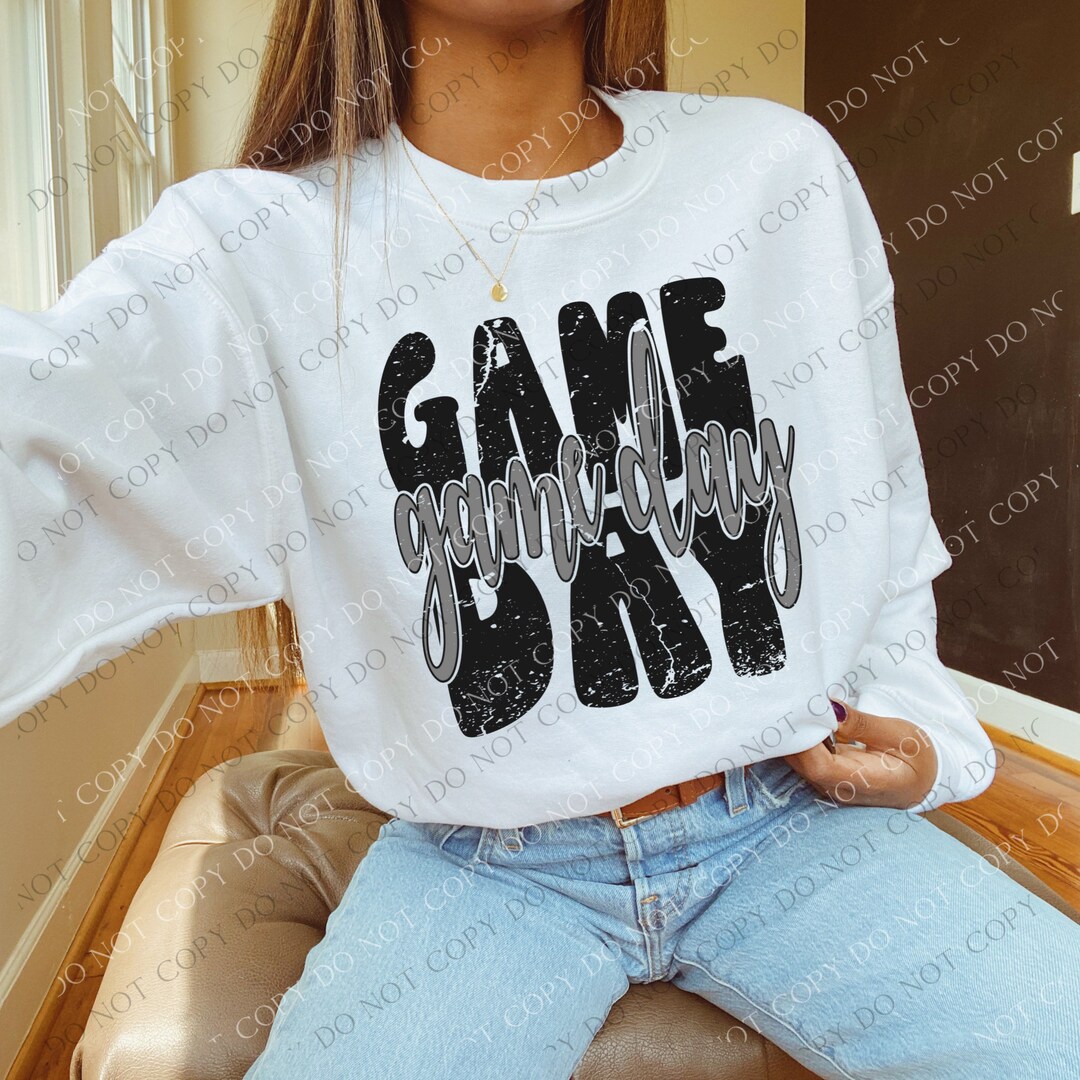 Game Day Distressed Stacked Cutout Black/grey Digital Design, PNG - Etsy