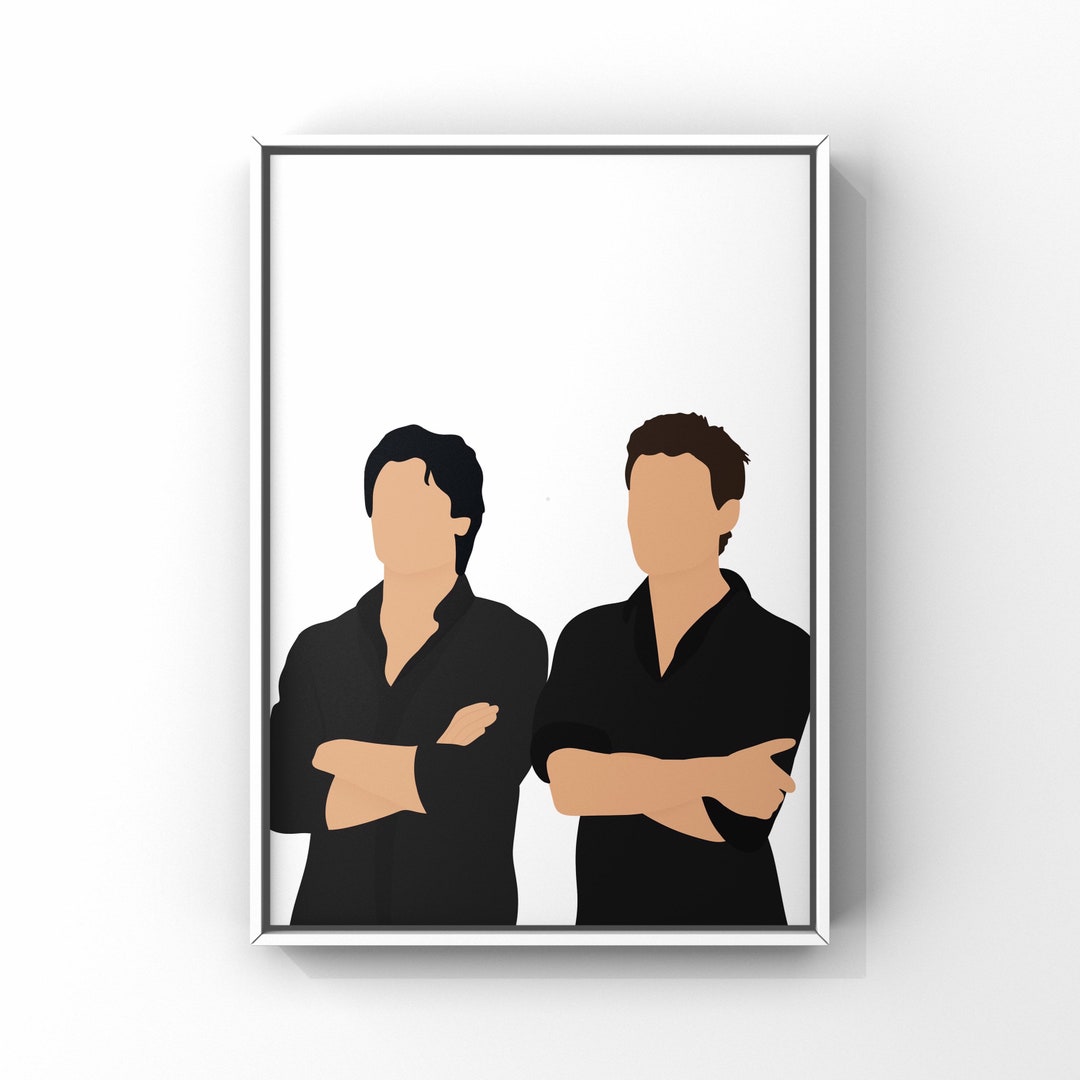 Damon and Stefan the Vampire Diaries Print, DIGITAL DOWNLOAD, Movie Art ...