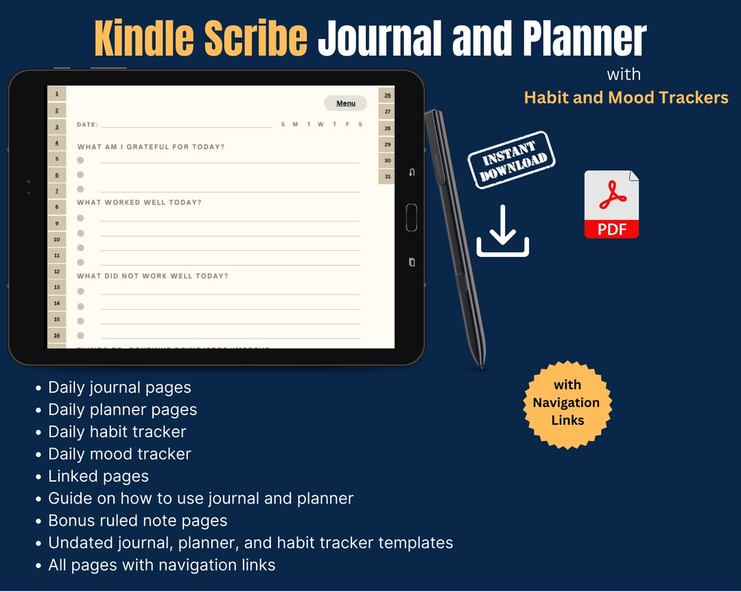 UNDATED Kindle Scribe Template Kindle Scribe Daily Planner Kindle ...