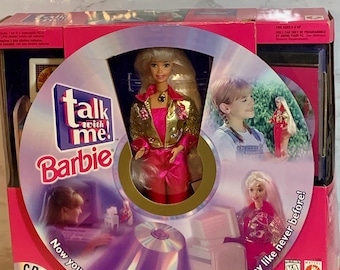 Vintage Talk With Me Programable Barbie W Computer Desk CD 17350 Mattel ...