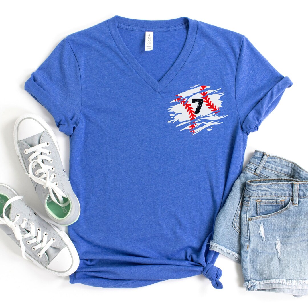 Baseball Numbers V-neck Shirt, Custom Baseball Shirt for Mom, Baseball ...