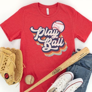 Play Ball Shirt, Baseball Tee, Vintage Retro Design, Baseball Mom T ...