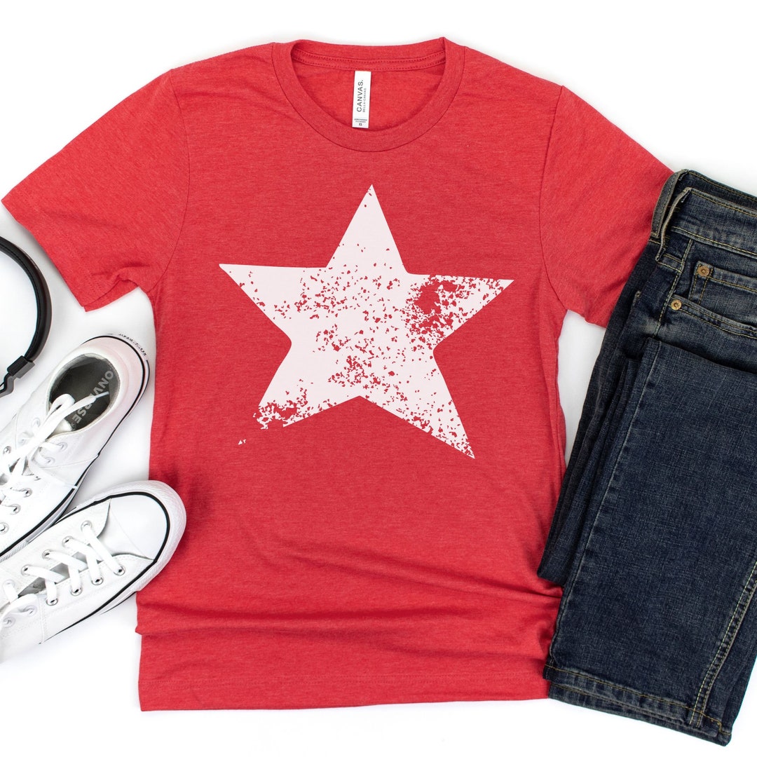 Distressed Star Shirt, White Star Shirt, Black Star, Star Shirt, Star ...