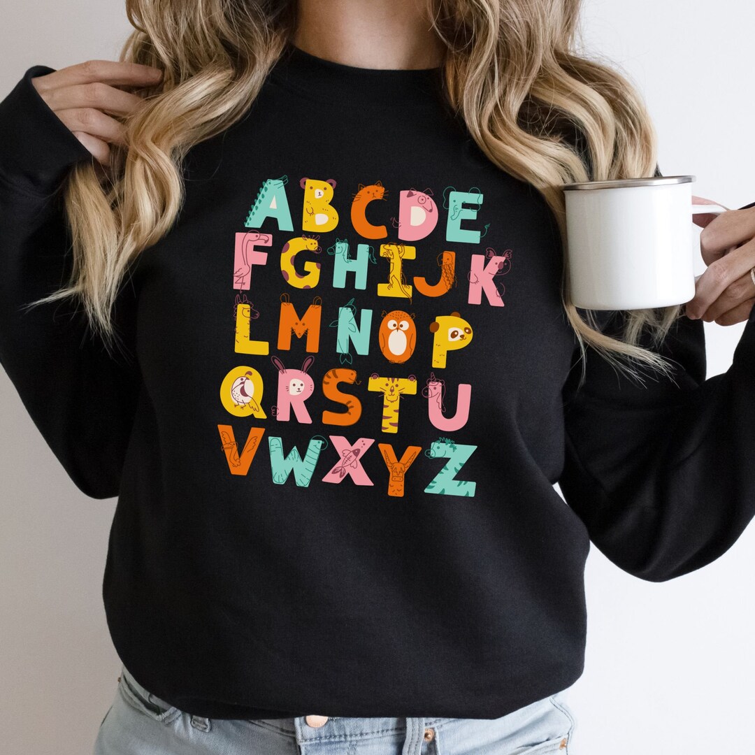 Abc's Sweatshirt, Cute Animal Alphabet Sweatshirt for Teacher ...