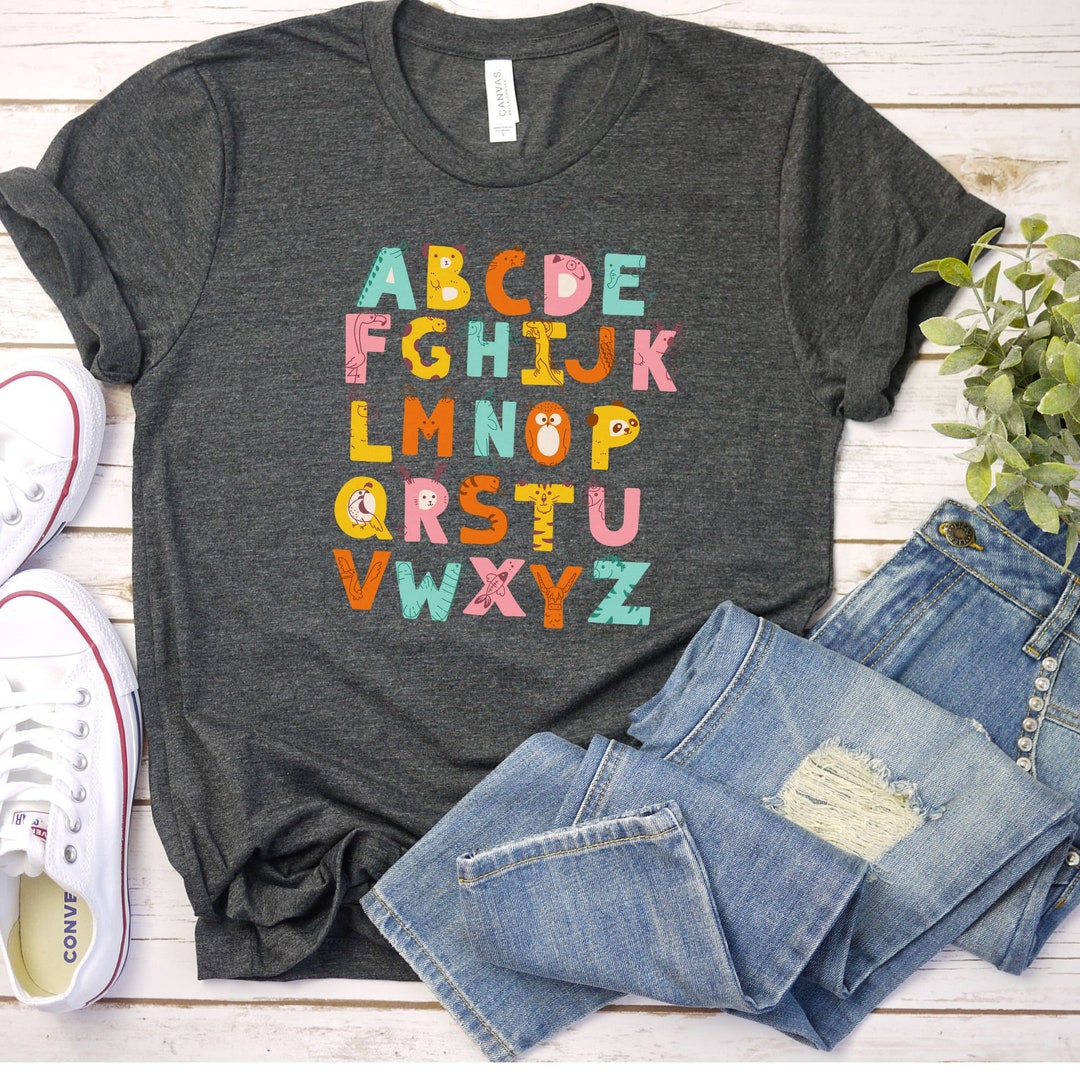 ABC Shirt, Alphabet Shirt, Animal Alphabet Tshirt, Kindergarten Teacher ...