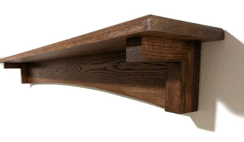 Oak Wood Wall Mounted Shelf - Etsy