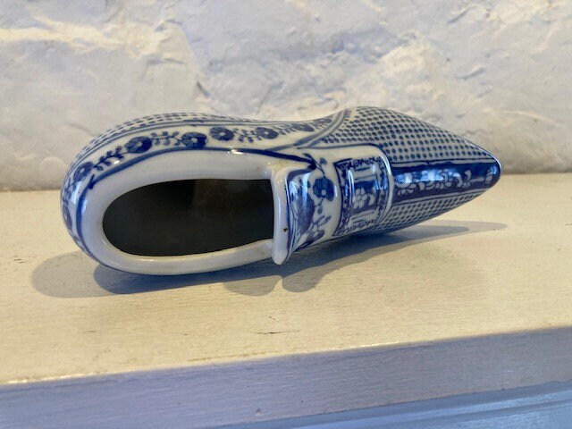 Blue and White Ceramic Shoe for Display Planter or Flowers - Etsy