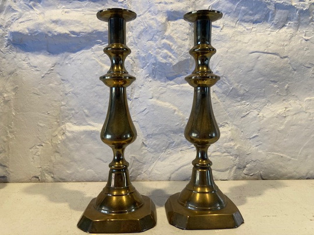 Antique Pair of Large Solid Brass Candlesticks, English, Circa 1860 ...