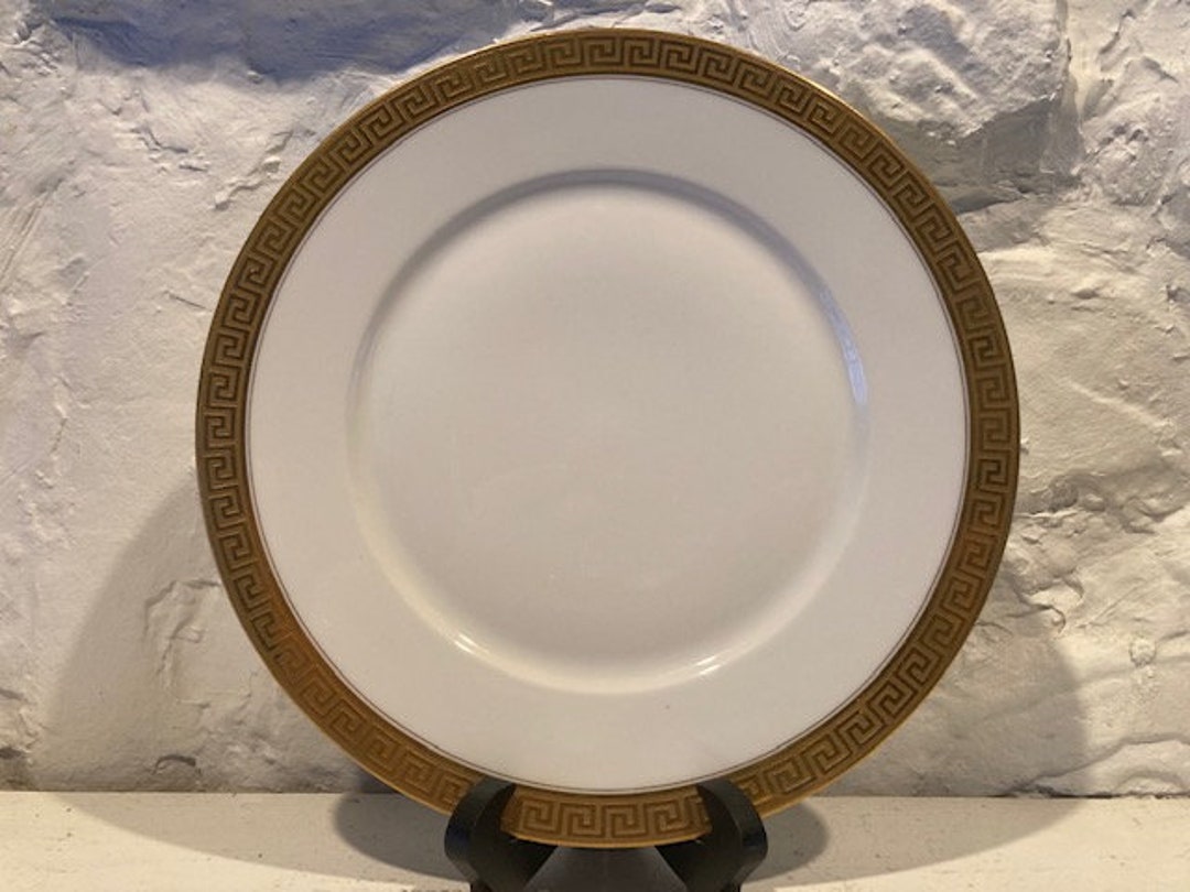 Antique Limoges Dinner Plate With Gold Encrusted Greek Key Border ...