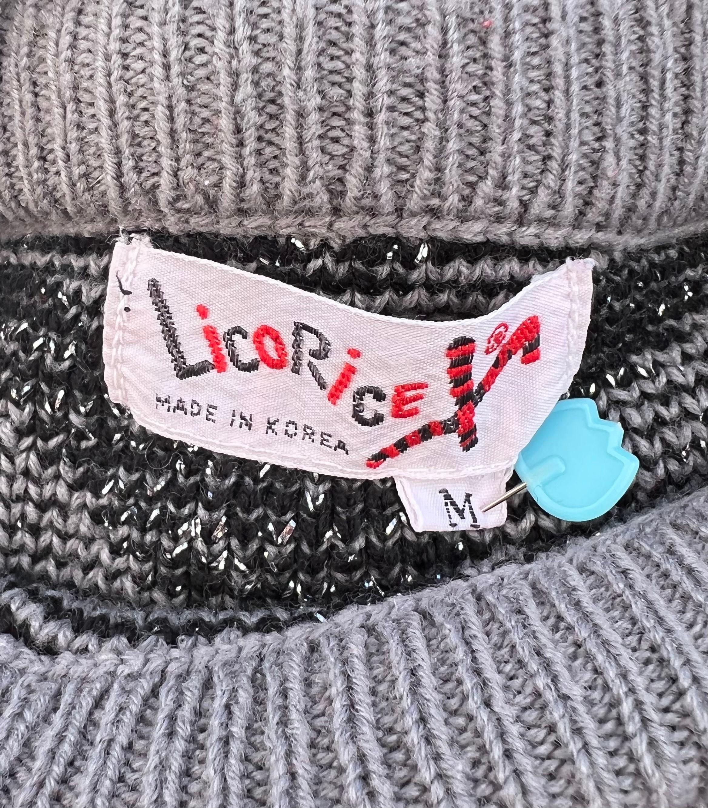 80s Grey Red Colorblock Tiger Stripe Lurex Sweater by Licorice Size M ...