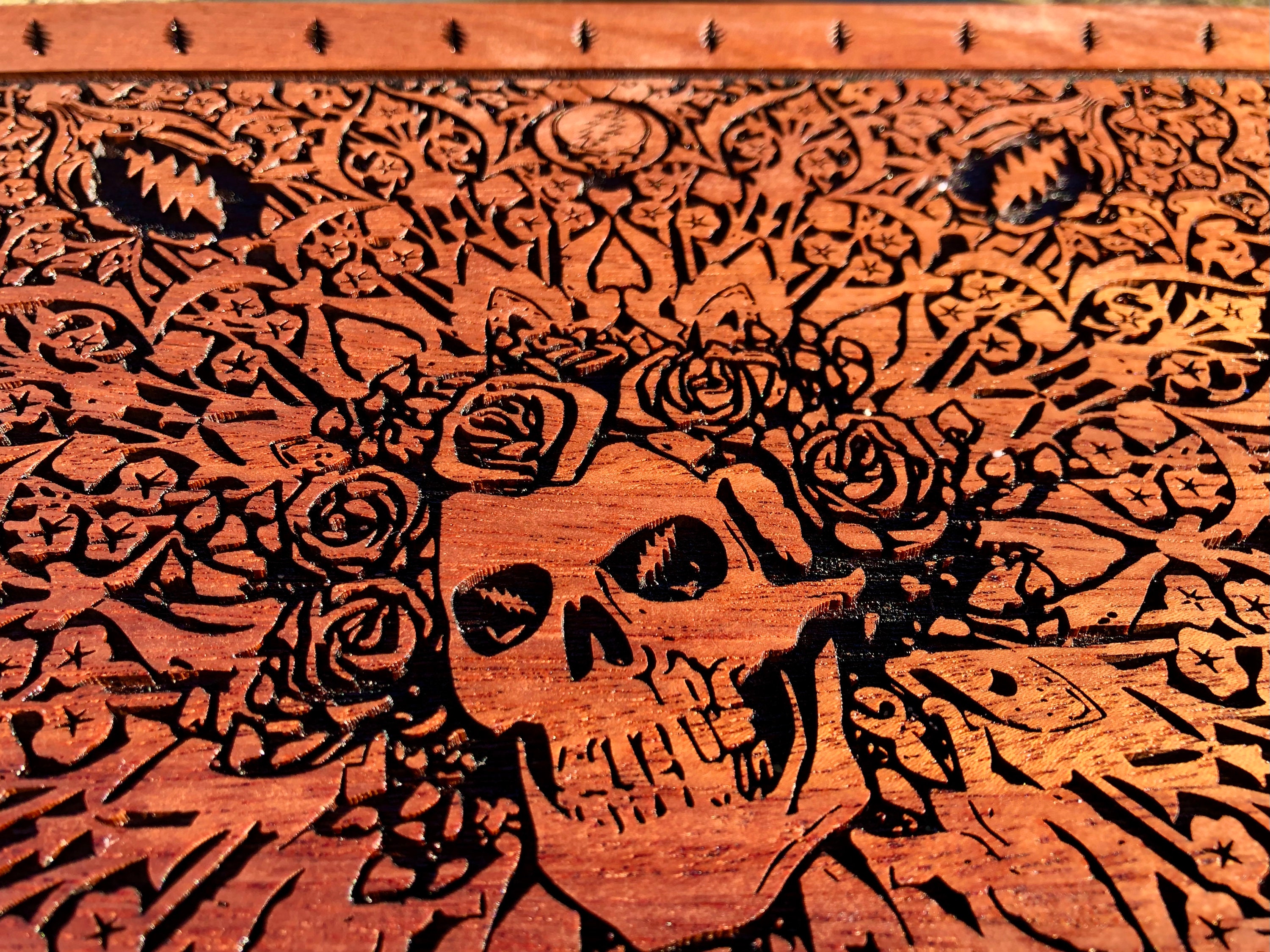 Dead Skeleton With Roses Engraved Mahogany - Etsy