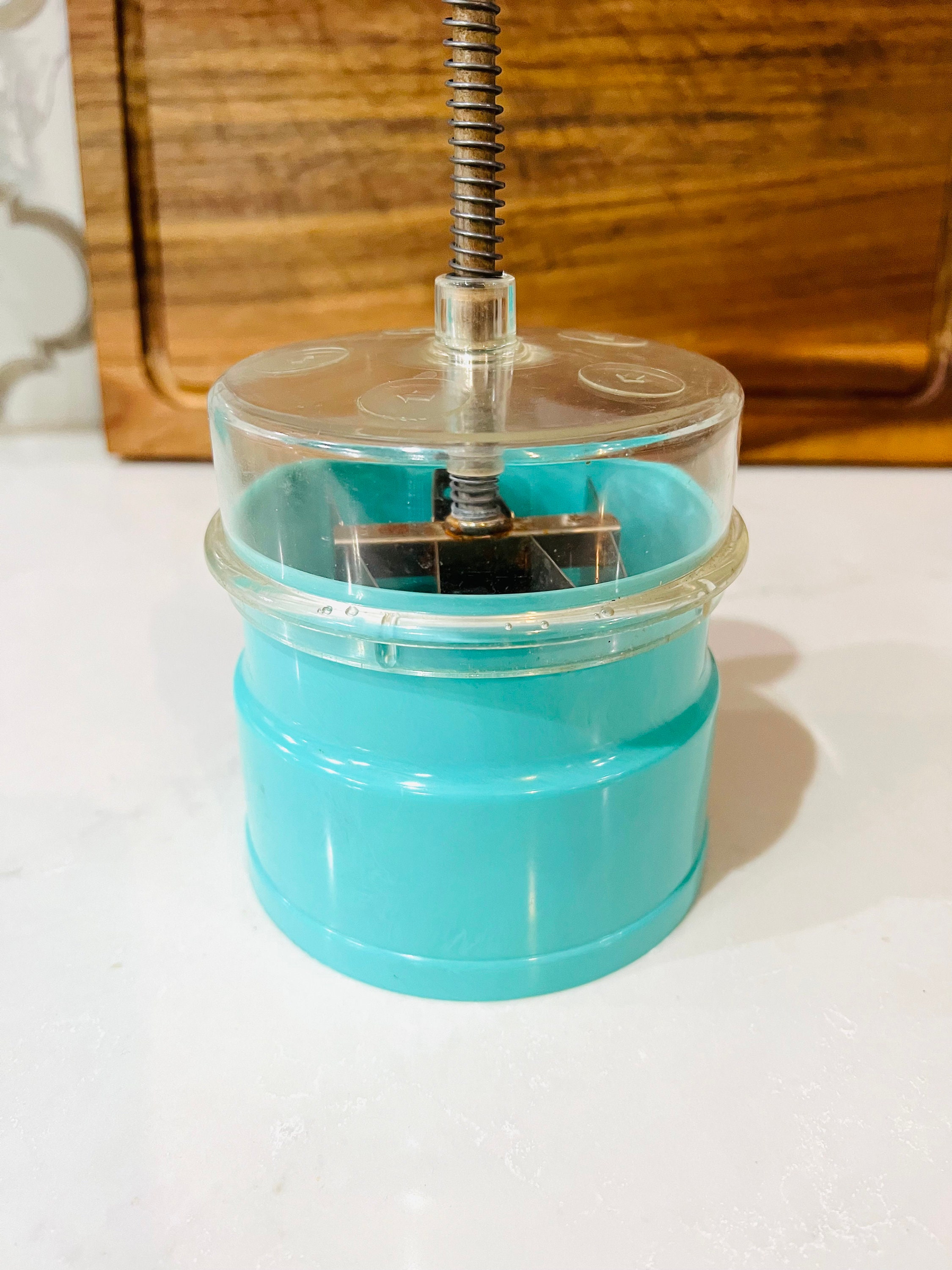 Vintage Aqua Turquoise Blue Chop-o-matic Food Chopper Popeil Plastics ...