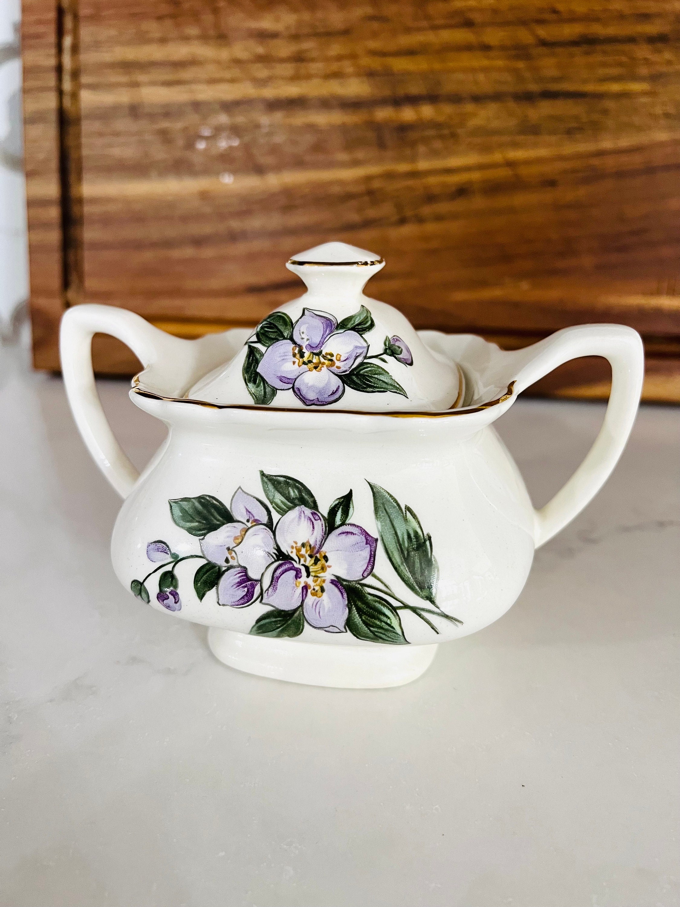 1930s W.S. George Lido Lidded Sugar Bowl: Purple Violet Floral China - Etsy