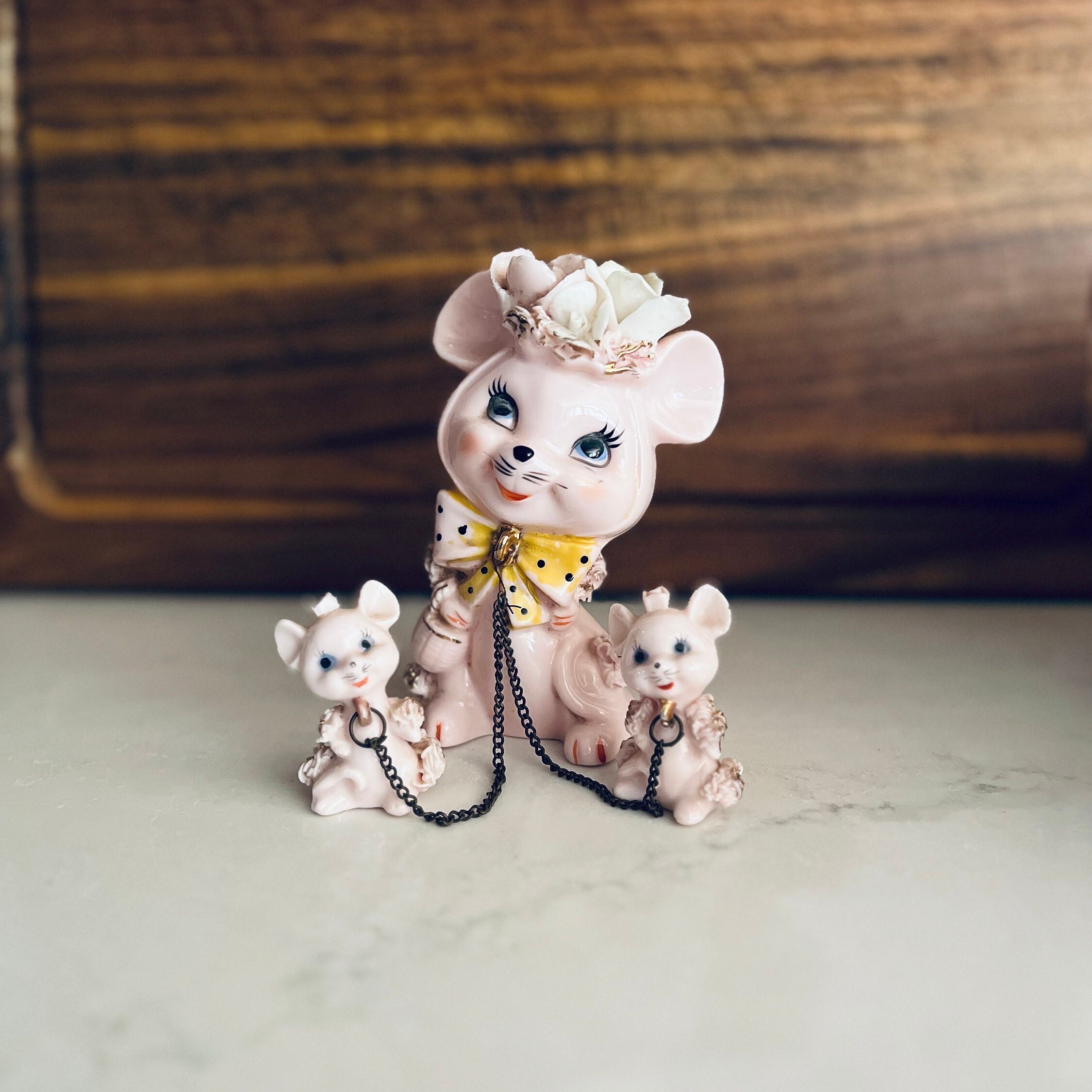 Free Shipping Vintage Napco Pink Mouse Chain Animals - Etsy