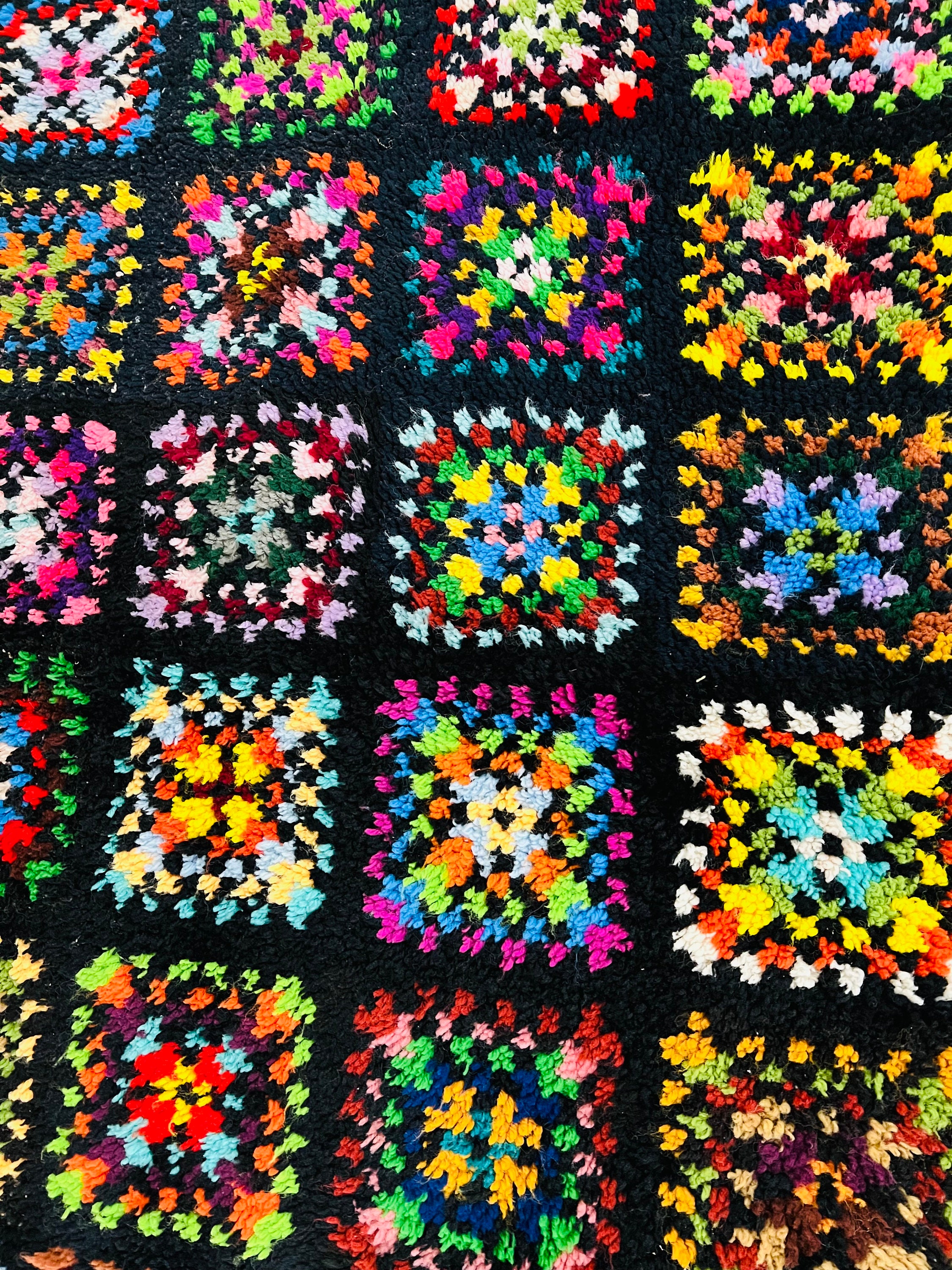 Vintage Large Granny Square Latch Hook Accent Rug - Etsy