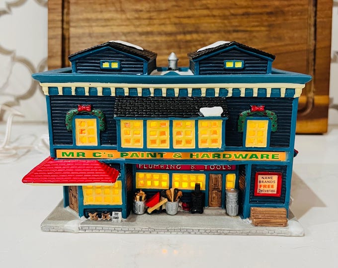 Lemax Christmas Village Mr. C’s Paint Store & Hardware Set | Complete ...