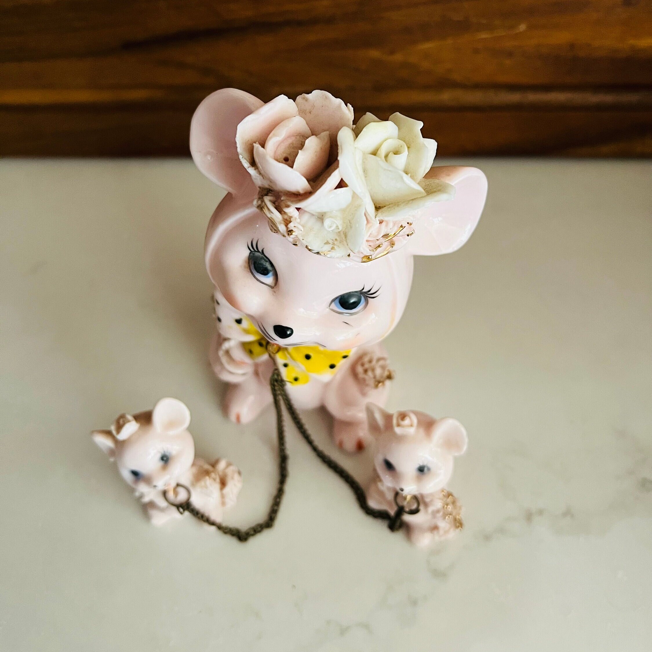 Free Shipping Vintage Napco Pink Mouse Chain Animals - Etsy