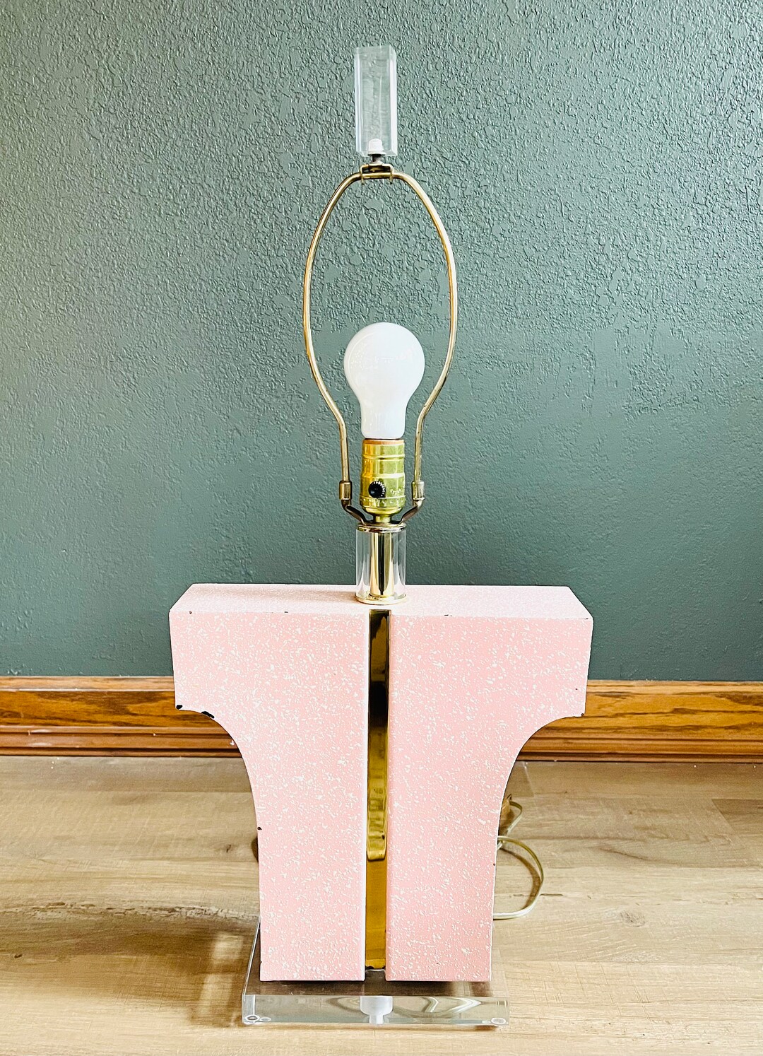 Vintage Bauer Clearlite Pink Splatter Table Lamp - Lucite & Brass, 28 ...