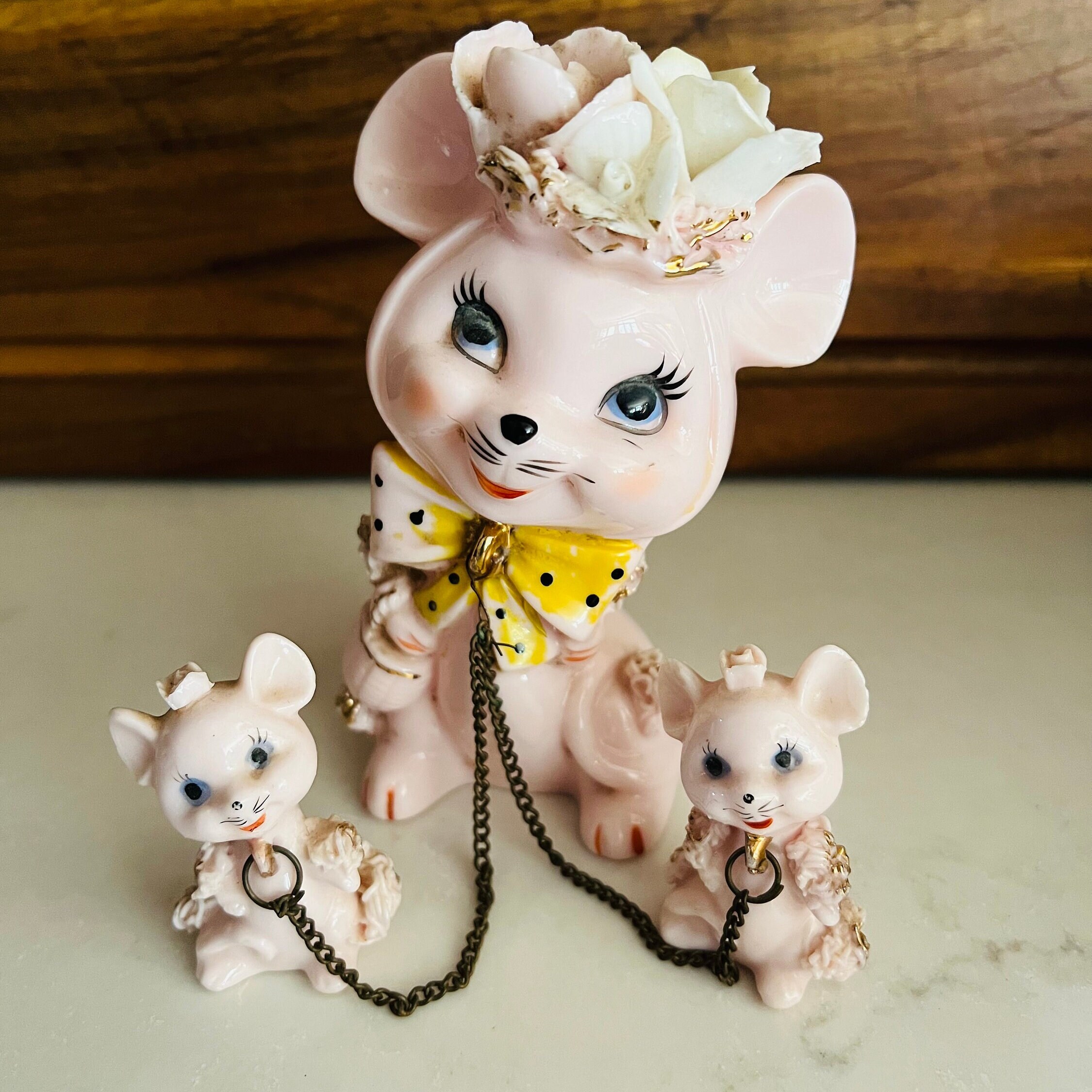 Free Shipping Vintage Napco Pink Mouse Chain Animals - Etsy