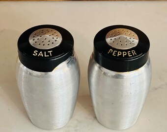 Aluminum and Black Salt and Pepper Shakers - Etsy