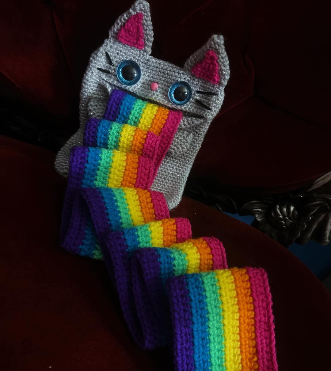 Kitty Rainbow Barf Scarf Crochet Pattern - Etsy