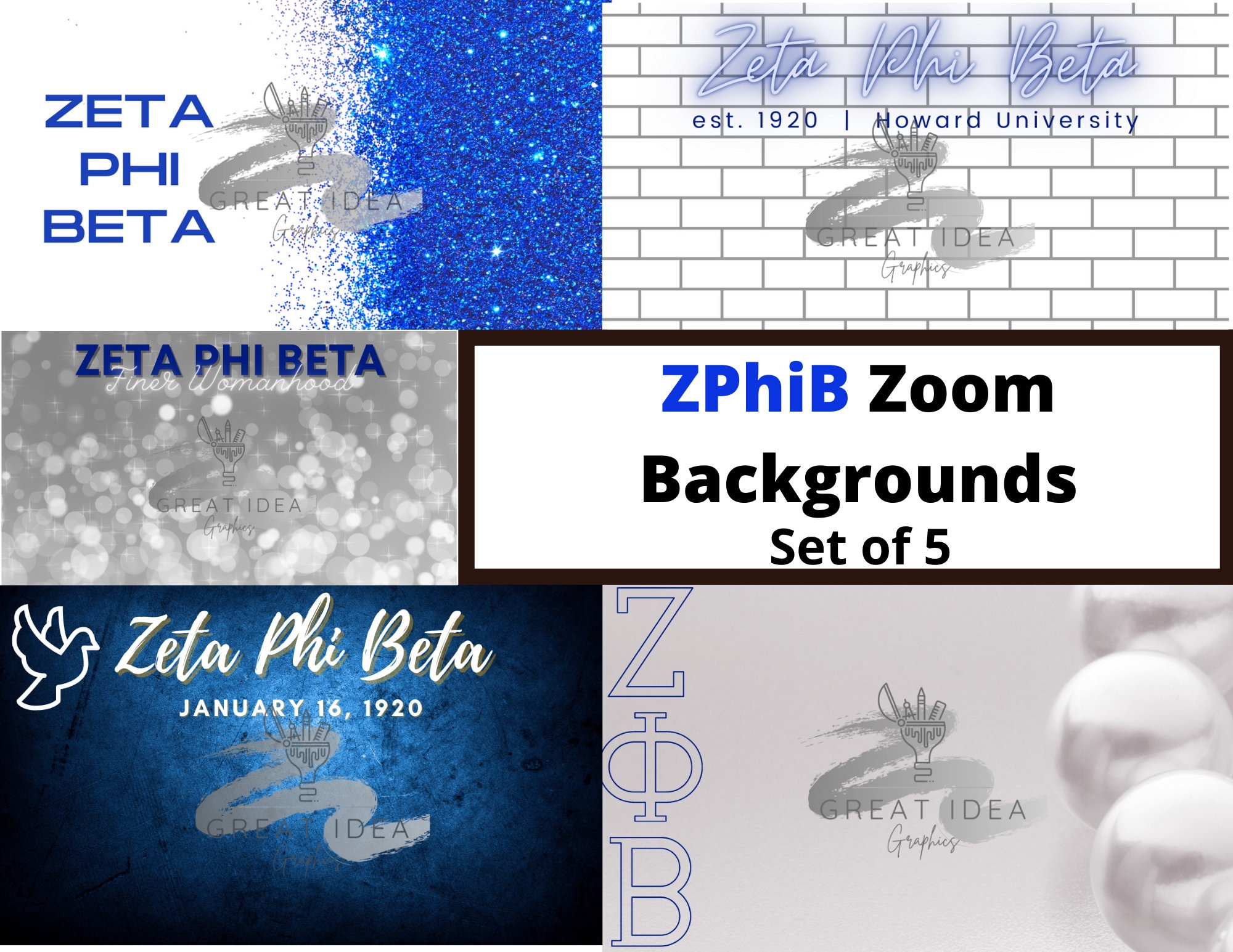 Zeta Phi Beta Zoom Background | Virtual Background | Zphib | Blue and ...