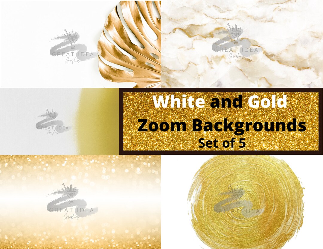 White & Gold Zoom Background | Virtual Background | Marble | Glitter - Etsy