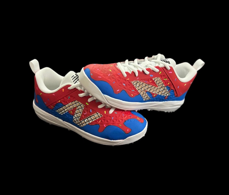 Hand Painted Youth Turf Cleats | Cartoon Drip Design Baseball Softball ...