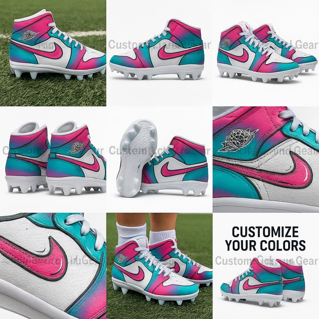 Hand-painted Jordan 1 Mid Cleats | Custom Cartoon Outline | Softball ...
