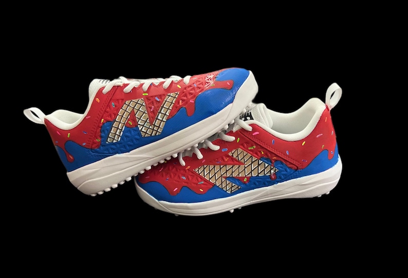 Hand Painted Youth Turf Cleats | Cartoon Drip Design Baseball Softball ...