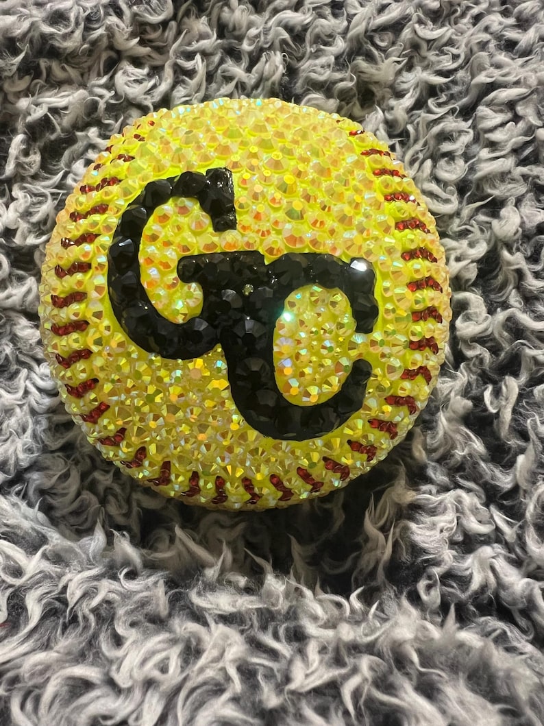 Rhinestone Jeweled Softball: Bling Media Day Prop - Etsy