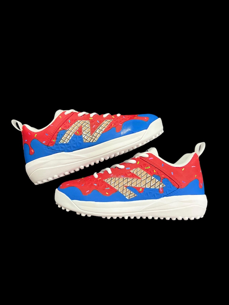 Hand Painted Youth Turf Cleats | Cartoon Drip Design Baseball Softball ...