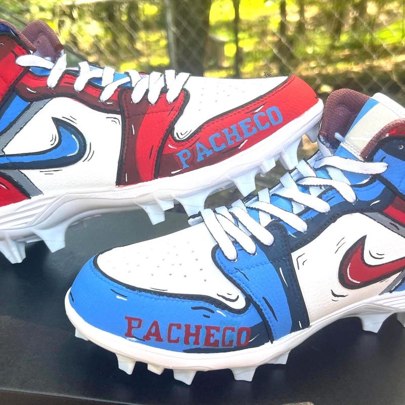 Custom Red and Blue Cleats - Etsy