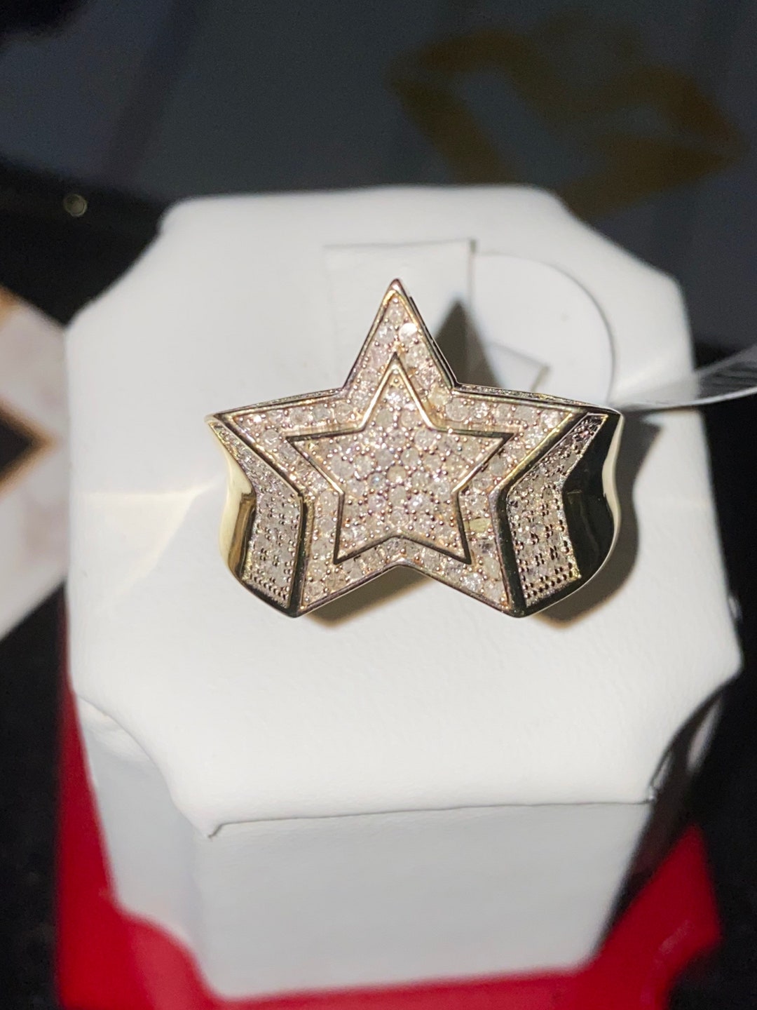 Real Diamond Gold Ring Star Diamond Ring Iced Out Star - Etsy