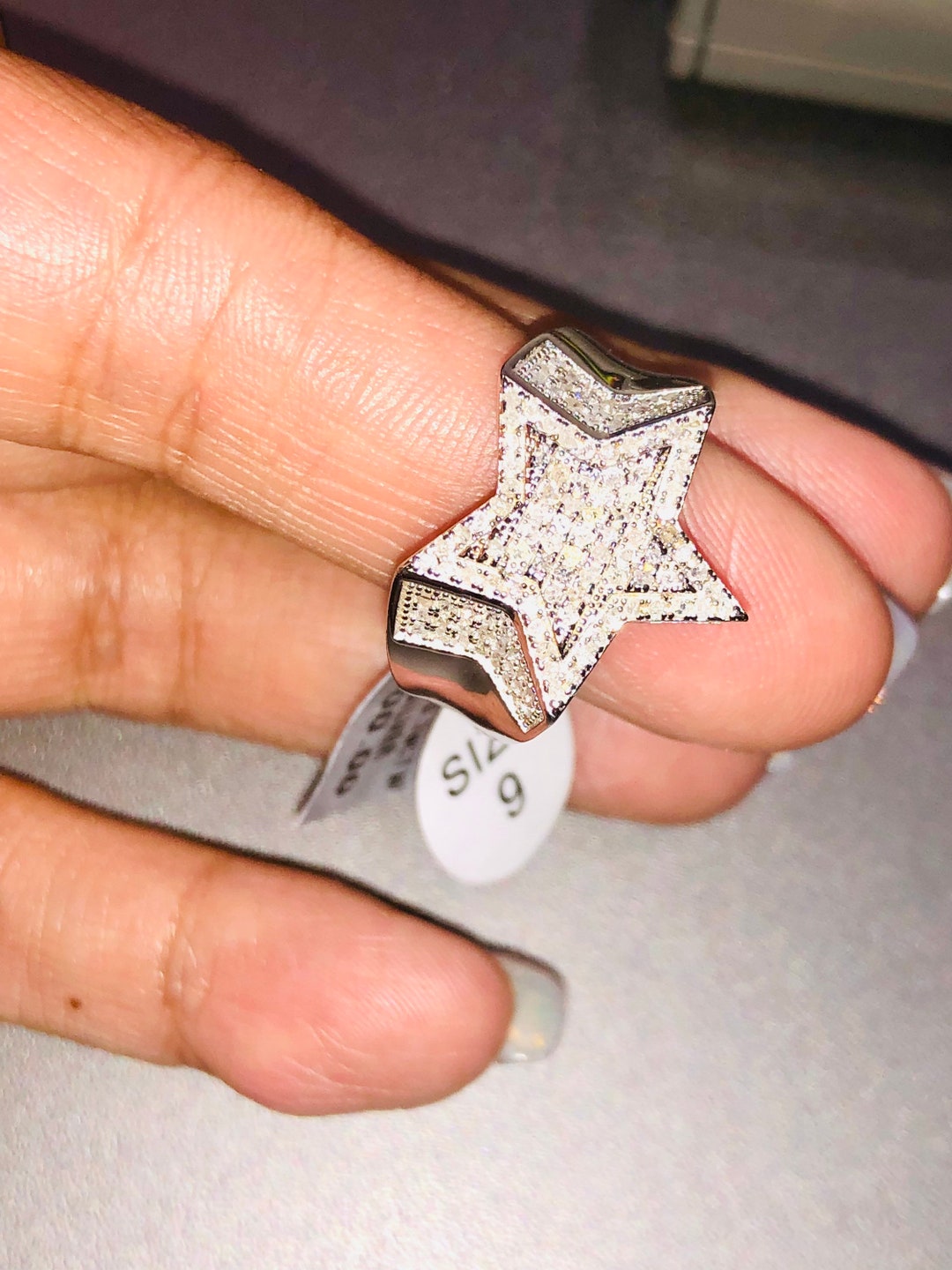 Real Diamond Gold Ring Star Diamond Ring Iced Out Star - Etsy