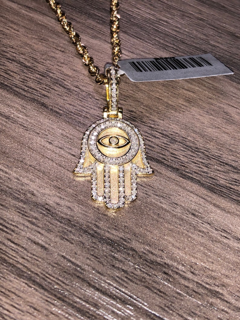 Real Diamond Pendant Hamsa Pendant Evil Eye Genuine Natural - Etsy