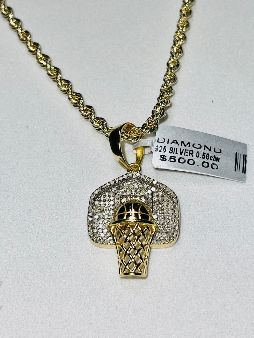 10k Solid Gold Chain W/custom Made Real Genuine Diamond - Etsy