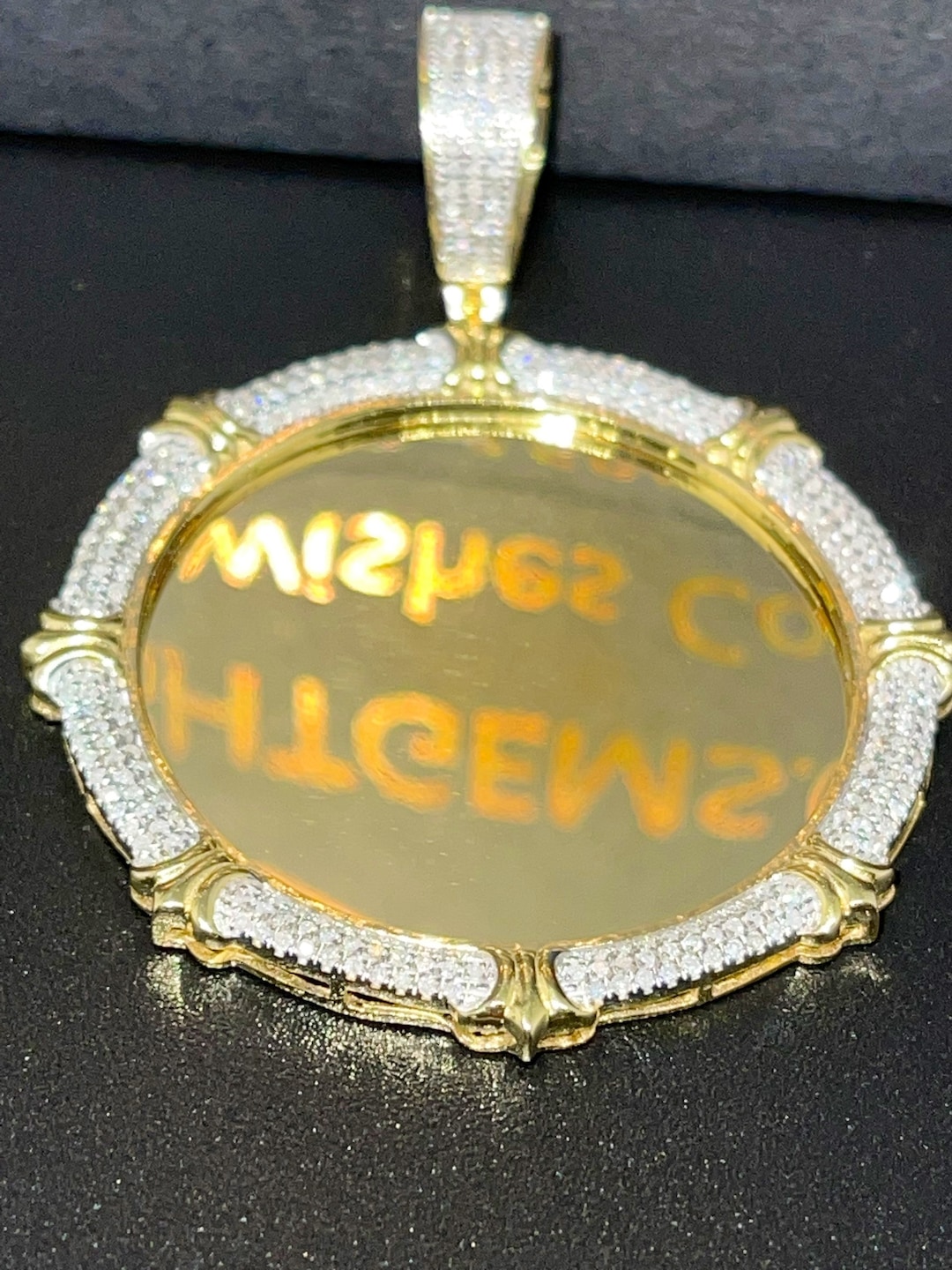 Diamond Memory Pendant Necklace 10k Gold Vermeil Custom Name Picture ...